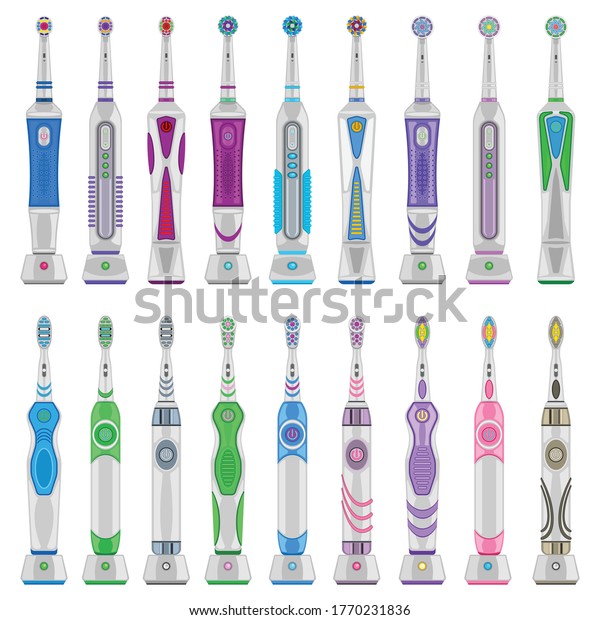 Electric Toothbrush Vector Cartoon Set Icon Stock Vector (Royalty Free ...