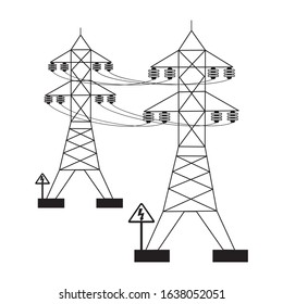 Electric Tower Overhead Power Line Icon Stock Vector (Royalty Free ...