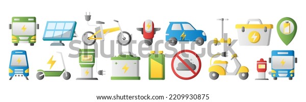 Electric Transport Icon Set Design Template Stock Vector (Royalty Free ...