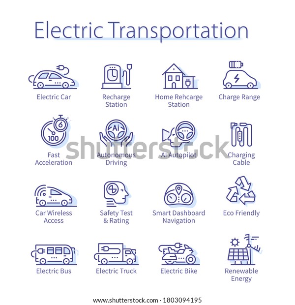 Electric Transportation Pack Car Bus Bike Stock Vector (Royalty Free ...