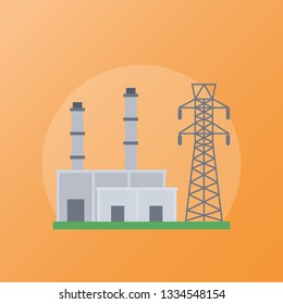 Electric Utility Grid Station Flat Icon Stock Vector (Royalty Free ...