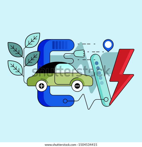 Electric Vehicle Ev Typographic Design Ev Stock Vector (Royalty Free ...