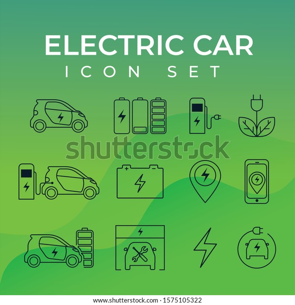 Electric Vehicle Icon Set Template Stock Vector (Royalty Free ...