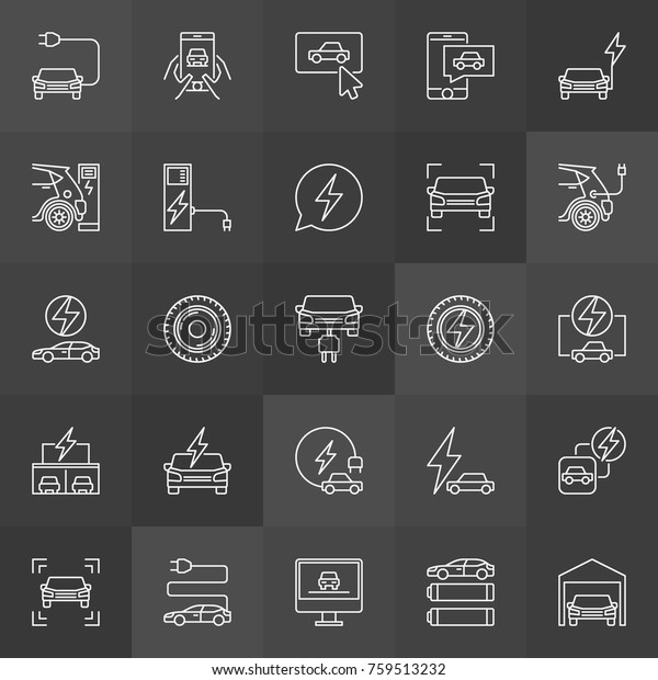 Electric Vehicle Icons Collection Vector Electric: เวกเตอร์สต็อก (ปลอด ...