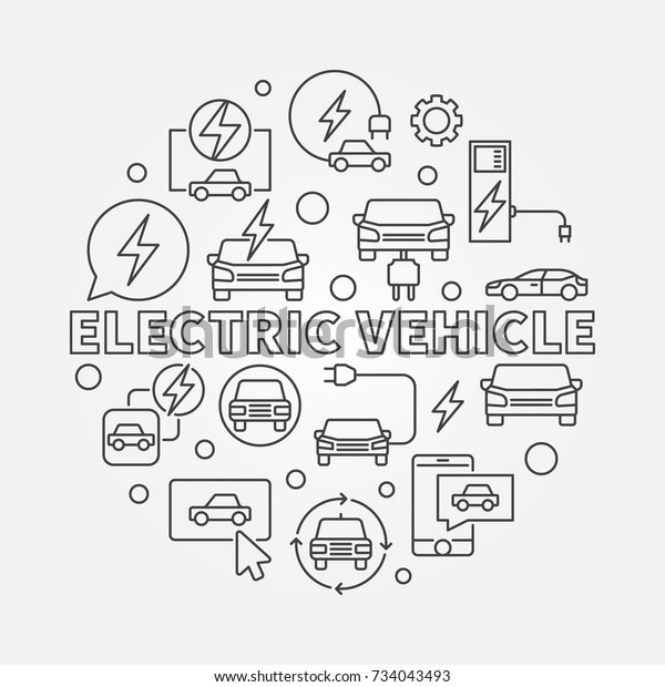 Electric Vehicle Round Illustration Vector Ev 库存矢量图（免版税）734043493 ...
