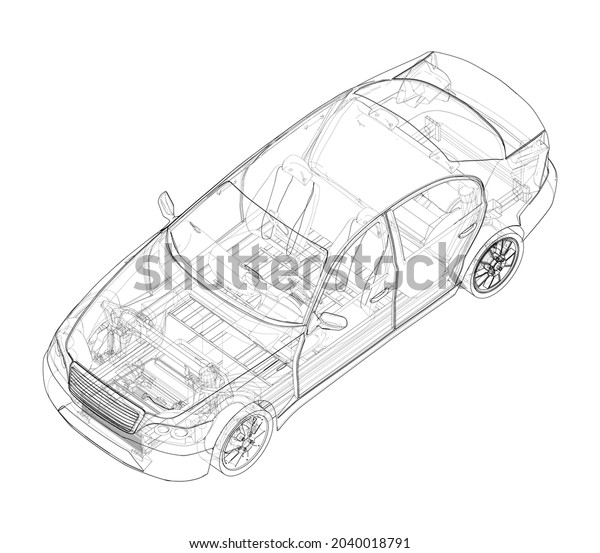 Electric Vehicle Sketch Vector Rendering 3d Stock Vector (Royalty Free ...