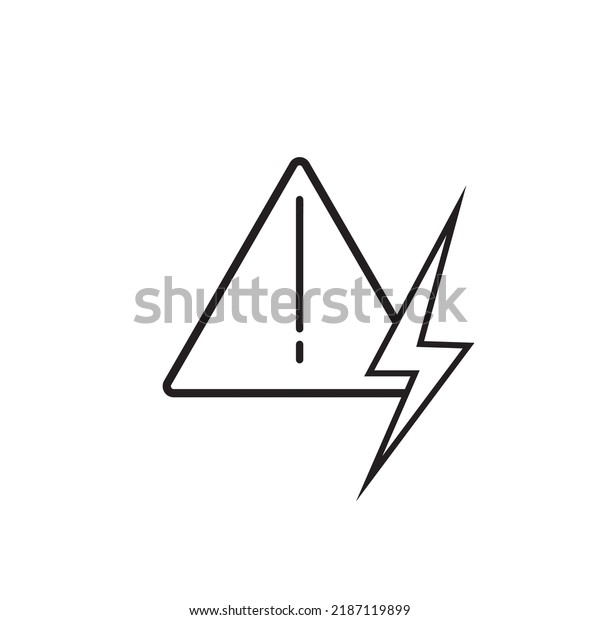 Electric Warning Sign Line White Background Stock Vector (Royalty Free ...