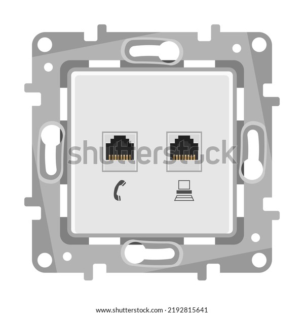 Electric White Sockets Connectors Internet Home Stock Vector (Royalty ...