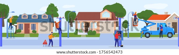 Electric Worker People Vector Illustration Cartoon Stock Vector ...