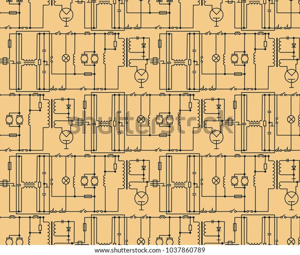 Electrical Circuit Seamless Pattern Vintage Design Stock Vector ...