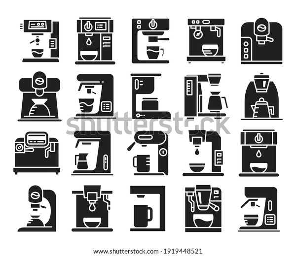 Electrical Coffee Machine Icons Set Stock Vector (Royalty Free ...