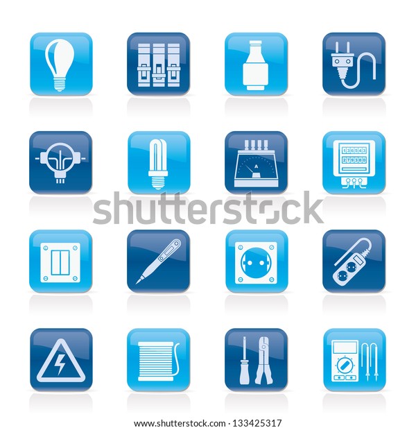 Electrical Devices Equipment Icons Vector Icon Stock Vector (Royalty ...