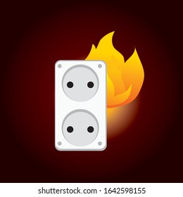 Electrical Outlet On Fire Cause Fire Stock Vector (Royalty Free ...