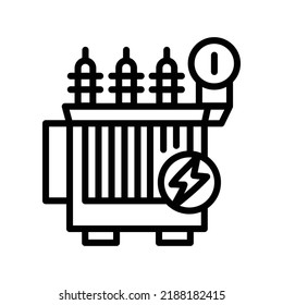 Electrical Power Transformer Line Icon Pictogram Stock Vector (Royalty ...