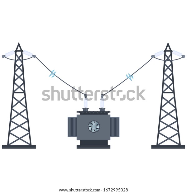 Electrical Transformer Electric Transmission Line Vector: เวกเตอร์สต็อก ...