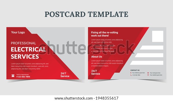 Electricial Service Postcard Electrical Postcard Template Stock Vector ...