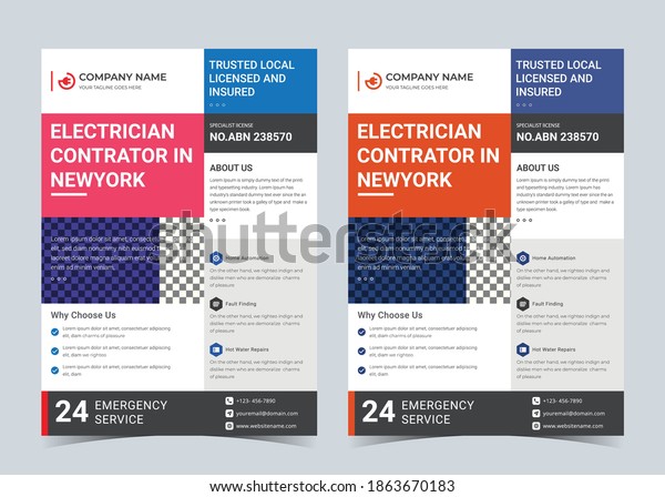 Electrician Electrical Company Flyer Wire Repair Stock Vector (Royalty ...