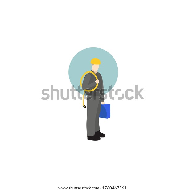 Electrician On White Background Avatar Specialist Stock Vector (Royalty ...