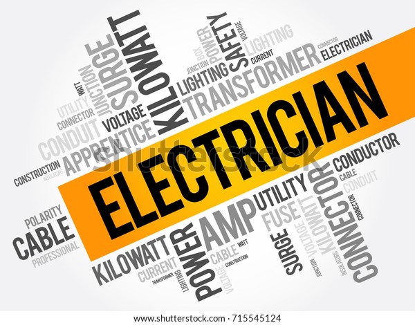 Electrician Word Cloud Collage Concept Background Stock Vector (Royalty ...