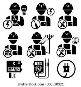 Electrician Worker Icons Vector Stock Vector (Royalty Free) 330518321 ...