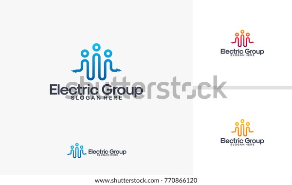 Electricity Group Logo Designs Vector Electricity Stock Vector (Royalty ...