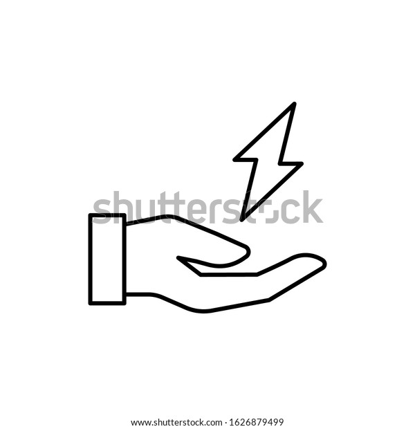 Electricity Hand Energy Icon Simple Line Stock Vector (Royalty Free ...