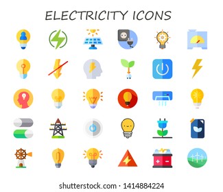 Electricity Icon Set 30 Flat Electricity Stock Vector (Royalty Free ...