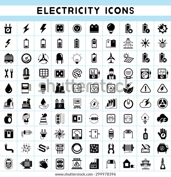 Vector de stock (libre de regalías) sobre iconos de electricidad ...