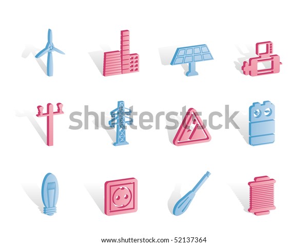 Electricity Power Icons Vector Icon Set Stock Vector (Royalty Free ...