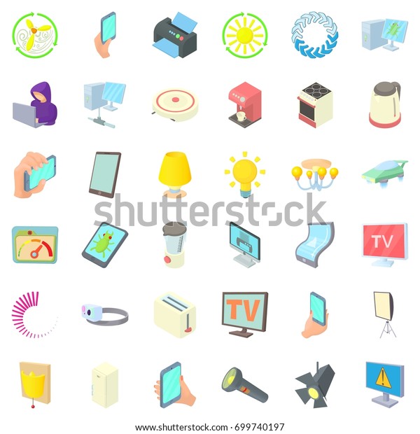 Electricity Toaster Icons Set Cartoon Style Stock Vector (Royalty Free ...