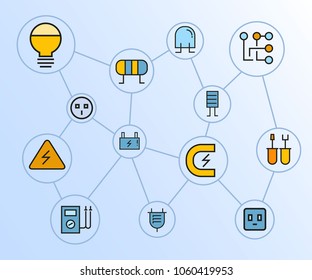 Electricity Tools Network Diagram Blue Background Stock Vector (Royalty ...
