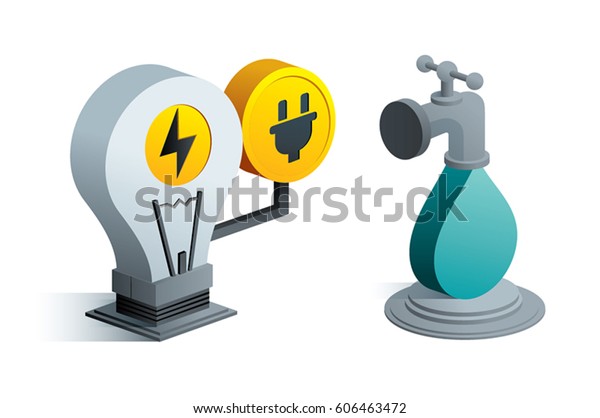 electricity water icon isometric 3d