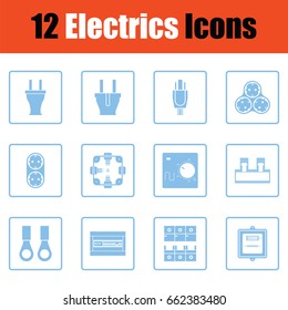 Electrics Icon Set Blue Frame Design Stock Vector (Royalty Free ...
