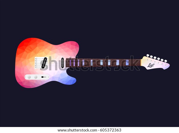 Electro Guitar Colorful Triangles Stock Vector (Royalty Free) 605372363 ...