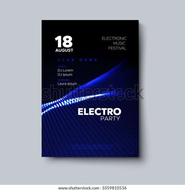 Electro Party Invitation Poster Electronic Music Stock Vector (Royalty ...