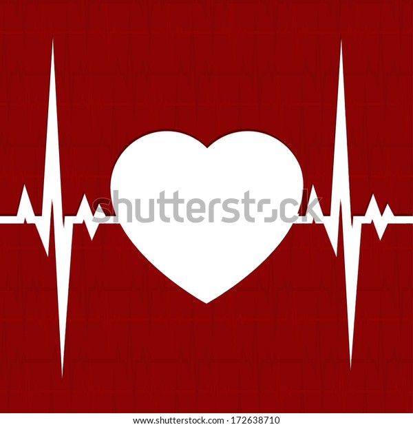 Electrocadiogram Ecg Heart On Red Graph Stock Vector (Royalty Free ...