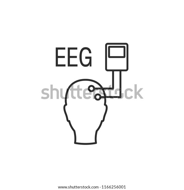 Electroencephalography Vector Line Icon Brain Wave Stock Vector ...