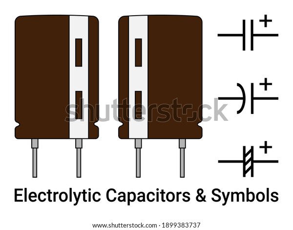 Electrolytic Capacitors Symbols Isolated On White Stock Vector (Royalty ...