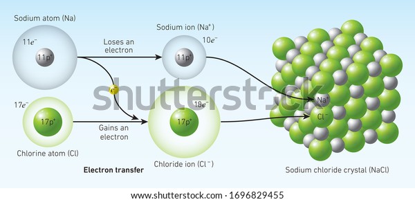Electron Transfer Sodium Chloride Crystal Nacl Stock Vector (Royalty ...