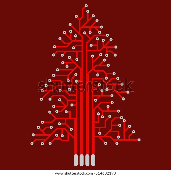 Electronic Circuit Form Christmas Tree Festive Stock Vector (Royalty ...