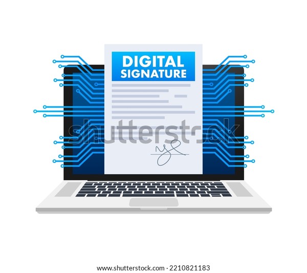 Electronic Contract Digital Signature Concept Vector Stock Vector ...