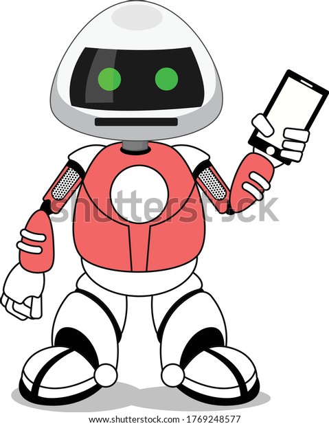 Electronic Cute Robot Mobile Cartoon Vector Stock Vector (Royalty Free ...
