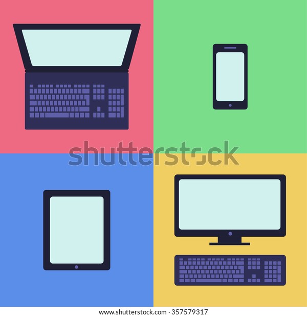 Electronic Devices Flat Design Set Computer Stock Vector (Royalty Free ...