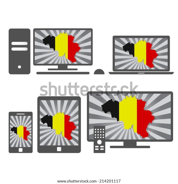 Electronic Devices Map Belgium Many Device Stock Vector (Royalty Free ...