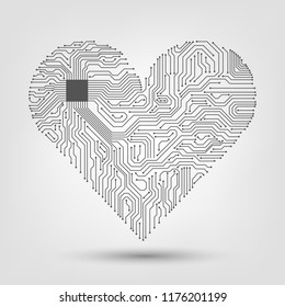 Electronic Heart Microcircuit Love Technology Futuristic Stock Vector ...