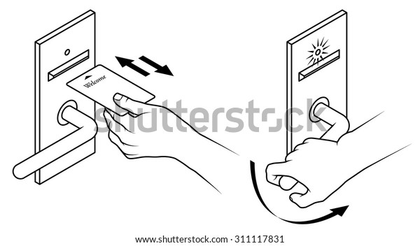Electronic Keycard Door Opening Instructions Diagram Stock Vector ...