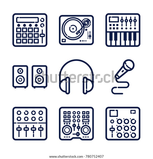 Electronic Music Production Icon Set Stock Vector (Royalty Free) 780752407