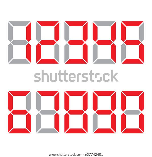 Electronic Numbers Red Dial On White Stock Vector (Royalty Free ...