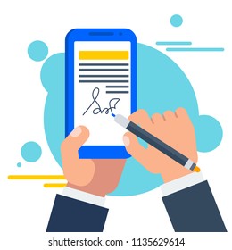 Electronic Signature Concept Flat Vector Cartoon Stock Vector (Royalty ...