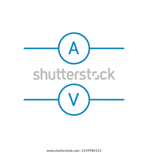 Electronic Symbol Ammeter Voltlmeter Vector Illustration: เวกเตอร์สต็อก ...